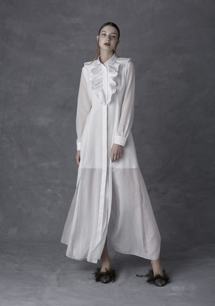 RUFFLE PLACKET MAXI SHIRT DRESS – Senada Thailand